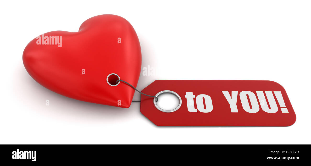 Heart with label to you (clipping path included Stock Photo - Alamy