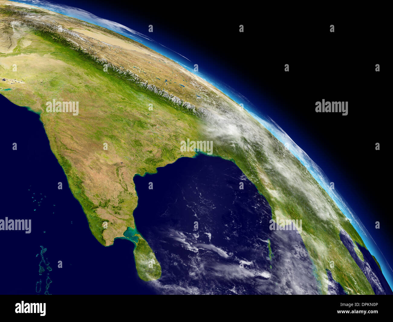 Indian subcontinent on planet Earth viewed from space. Highly detailed ...