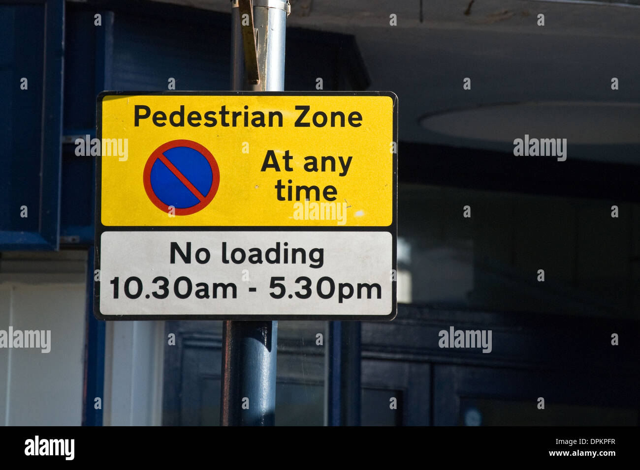 UK traffic signs pedestrian zone Stock Photo - Alamy