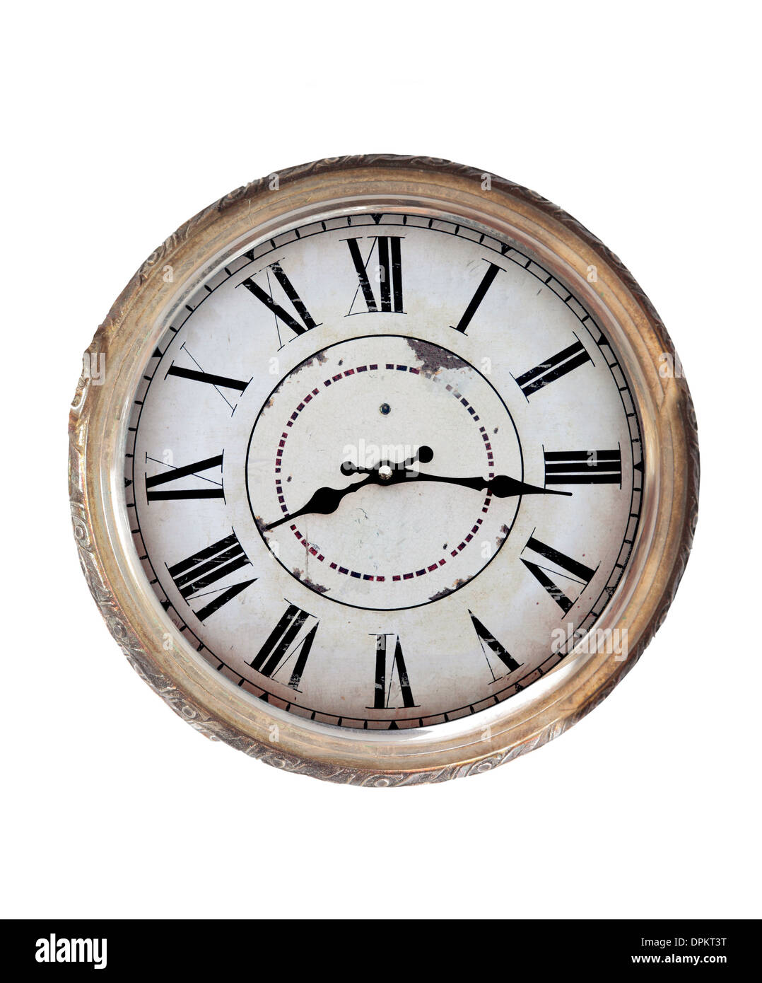 old and vintage clock isolated on white Stock Photo - Alamy