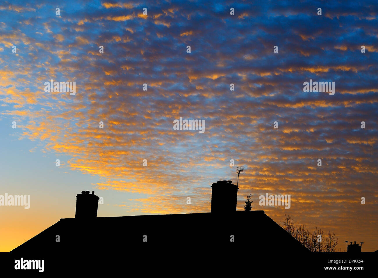 Morning Sunrise over an suburban housing estate Nottingham England uk ...