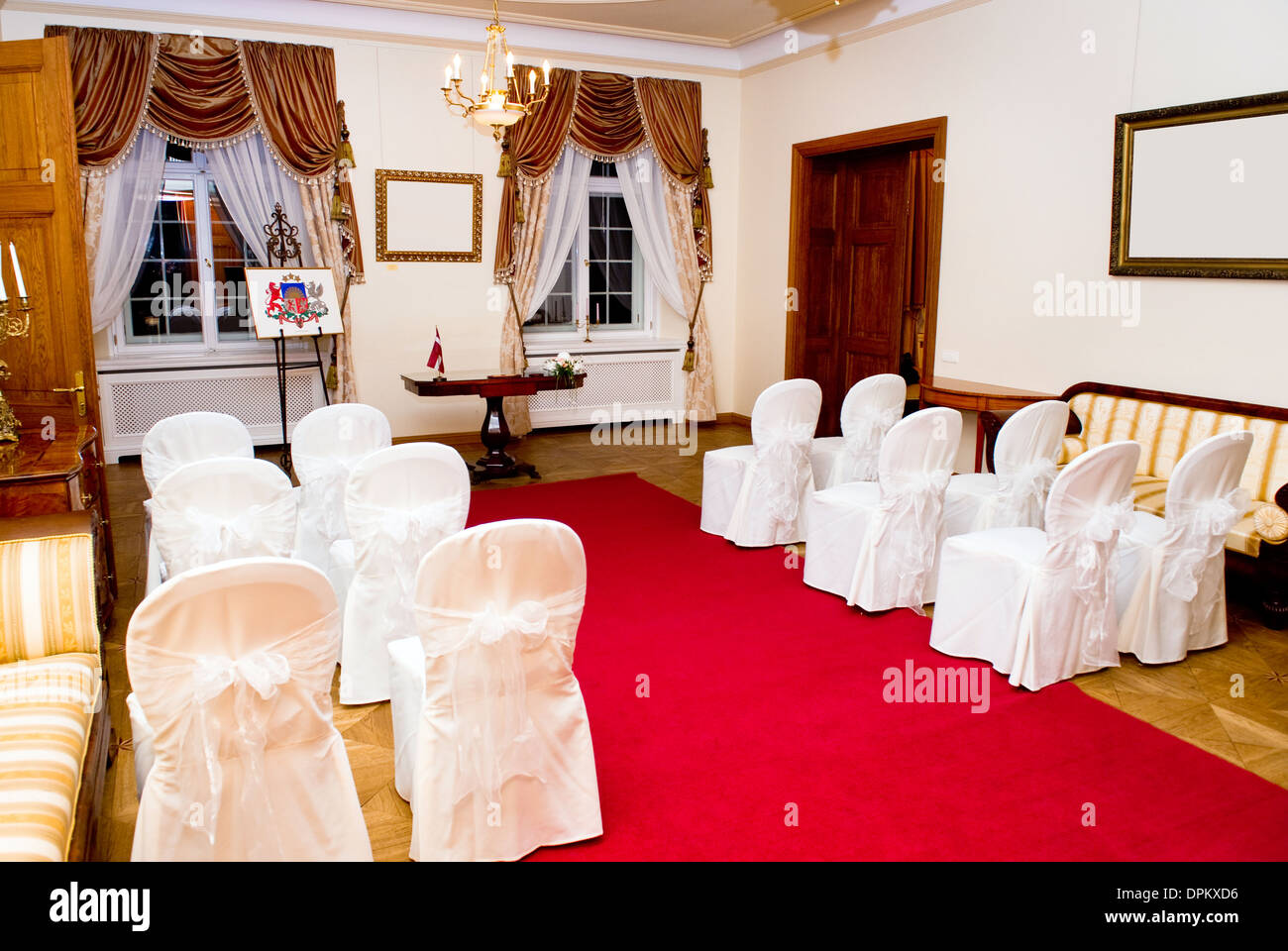 Hall is ready for wedding ceremony Stock Photo - Alamy