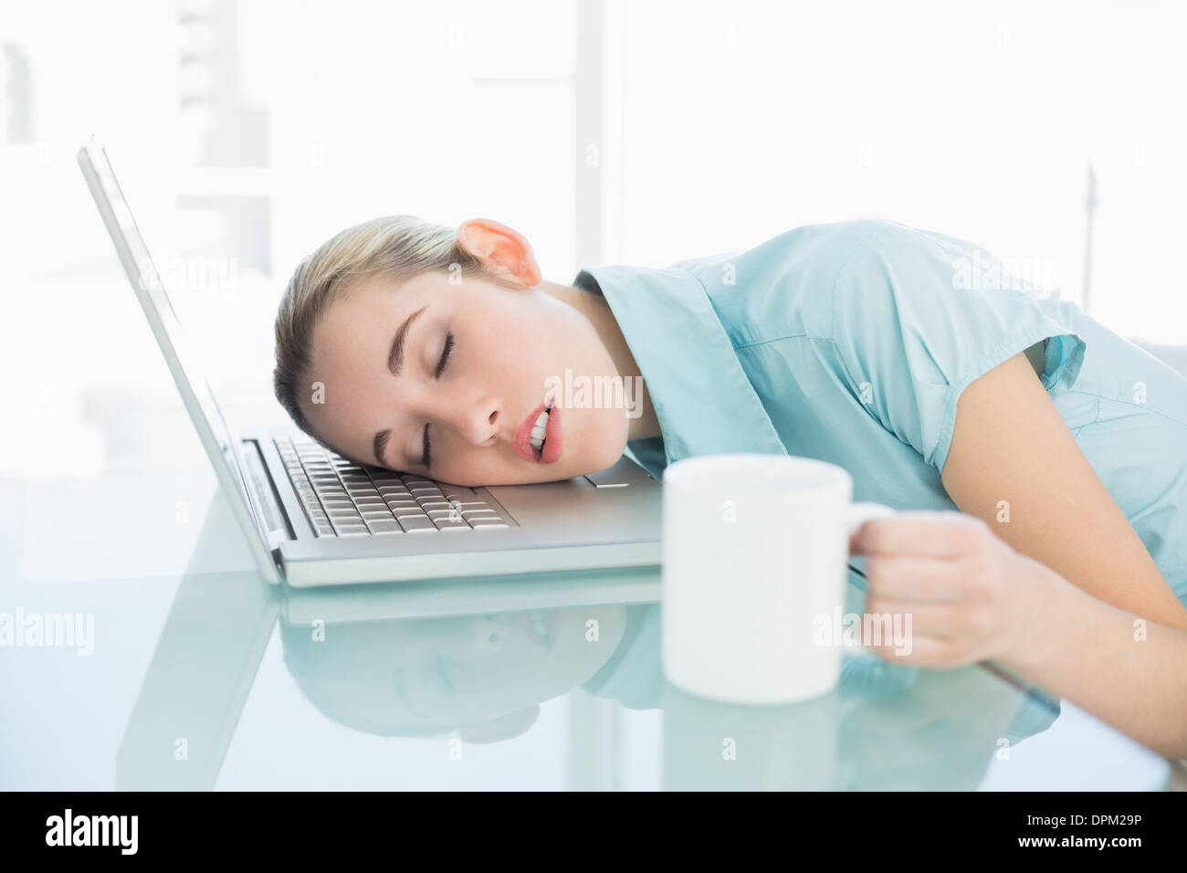 Woman Sleeping At Computer