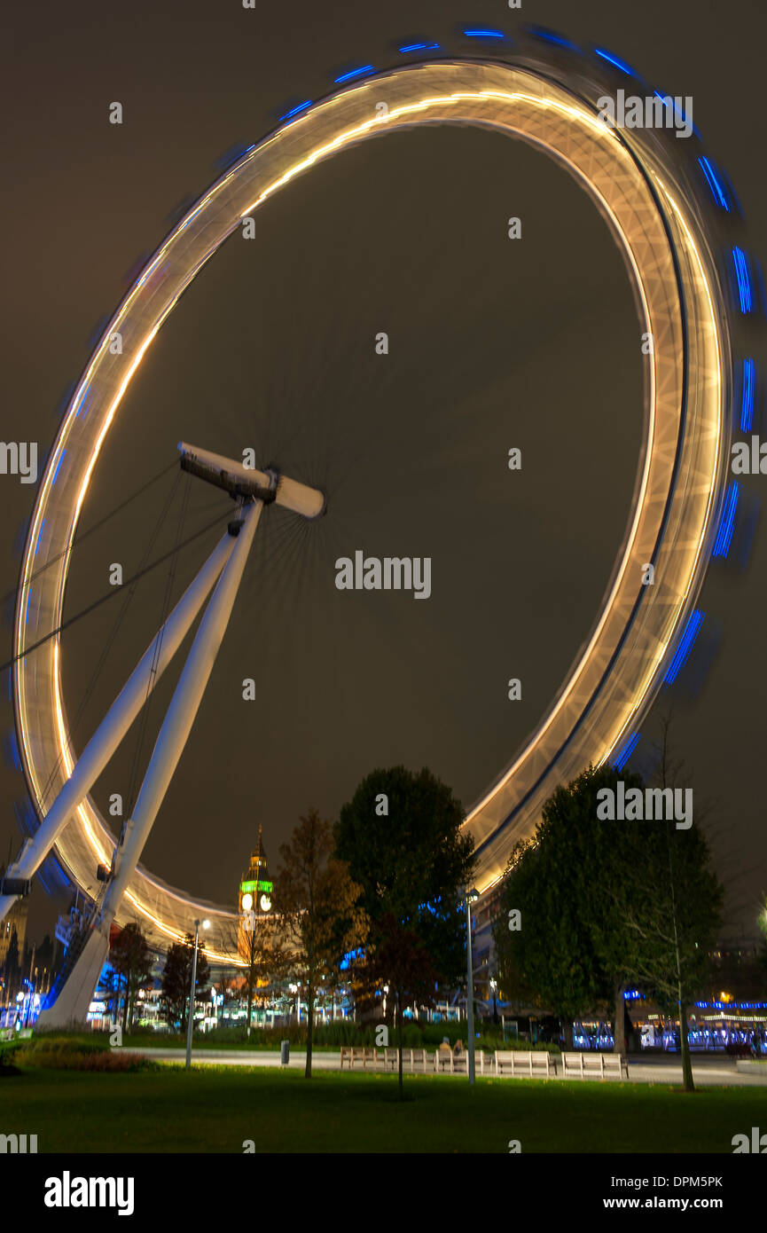 The EDF Energy London Eye on London's South Bank taken at night Stock ...