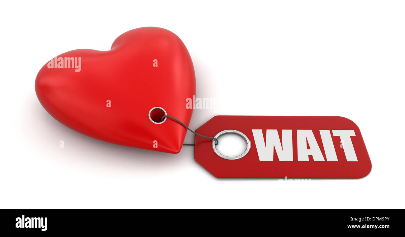 Heart with label Wait (clipping path included Stock Photo - Alamy