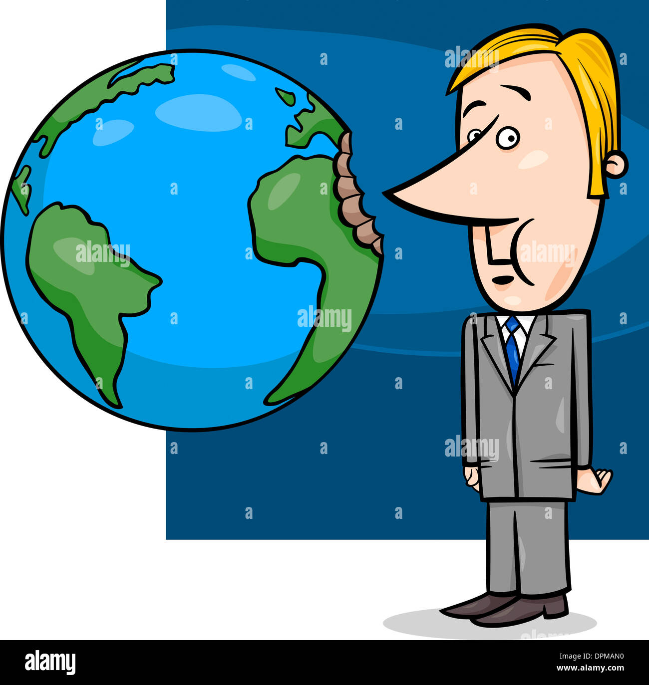 Concept Cartoon Illustration of Businessman Biting the Earth or ...