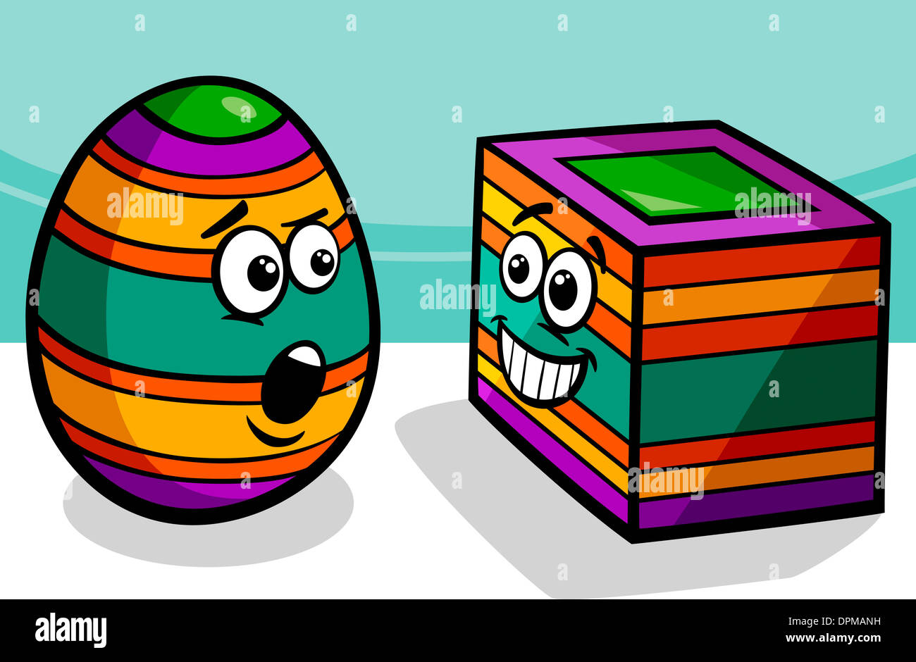 Cartoon Illustration of Funny Easter Square Egg Stock Photo - Alamy