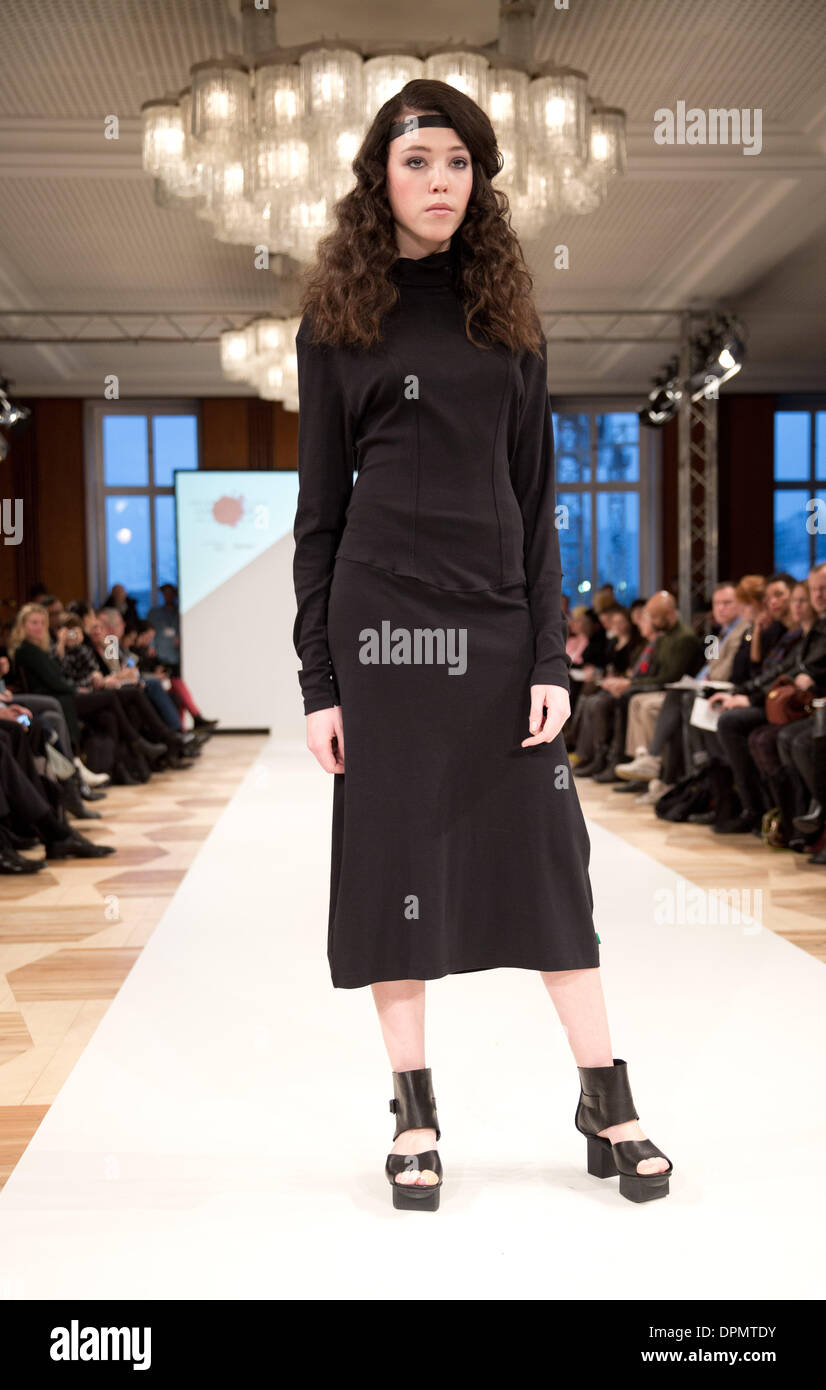 Berlin, Germany. 15th Jan, 2014. A model presents creations by fashion ...