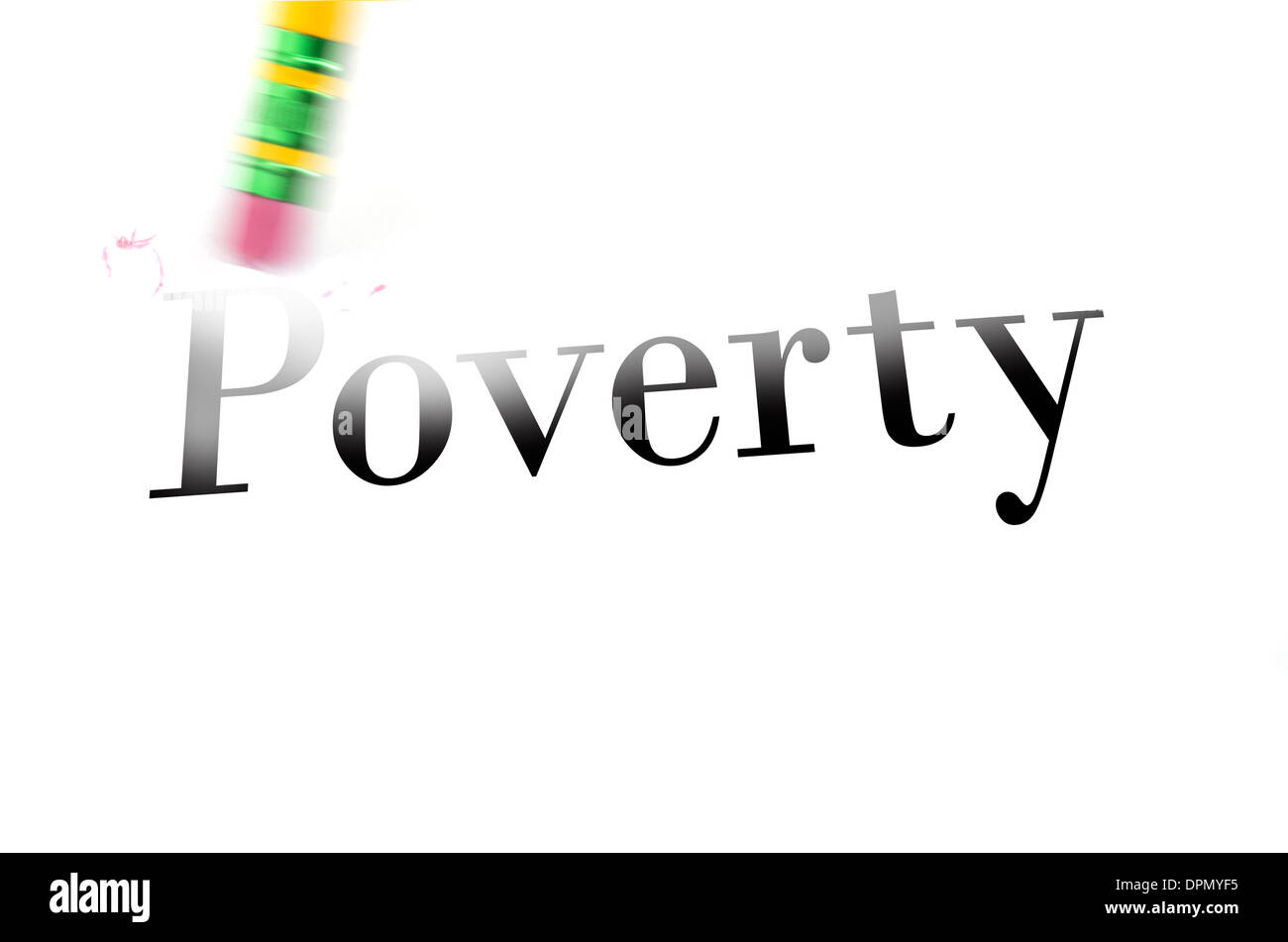 Person using a pencil eraser to erase Poverty from their life so they ...