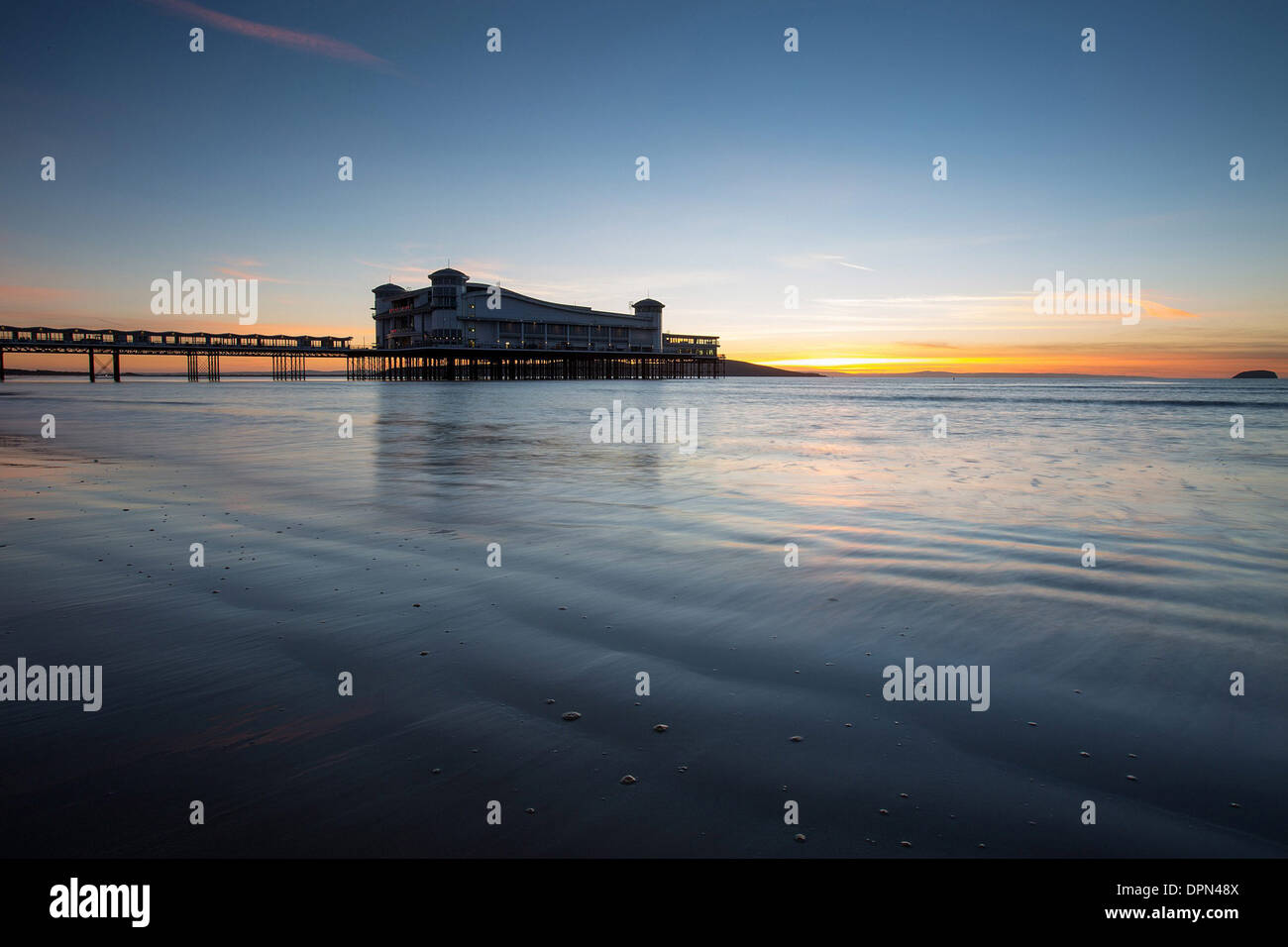 Weston Super Mares famous pier as seen at sunset Stock Photo - Alamy