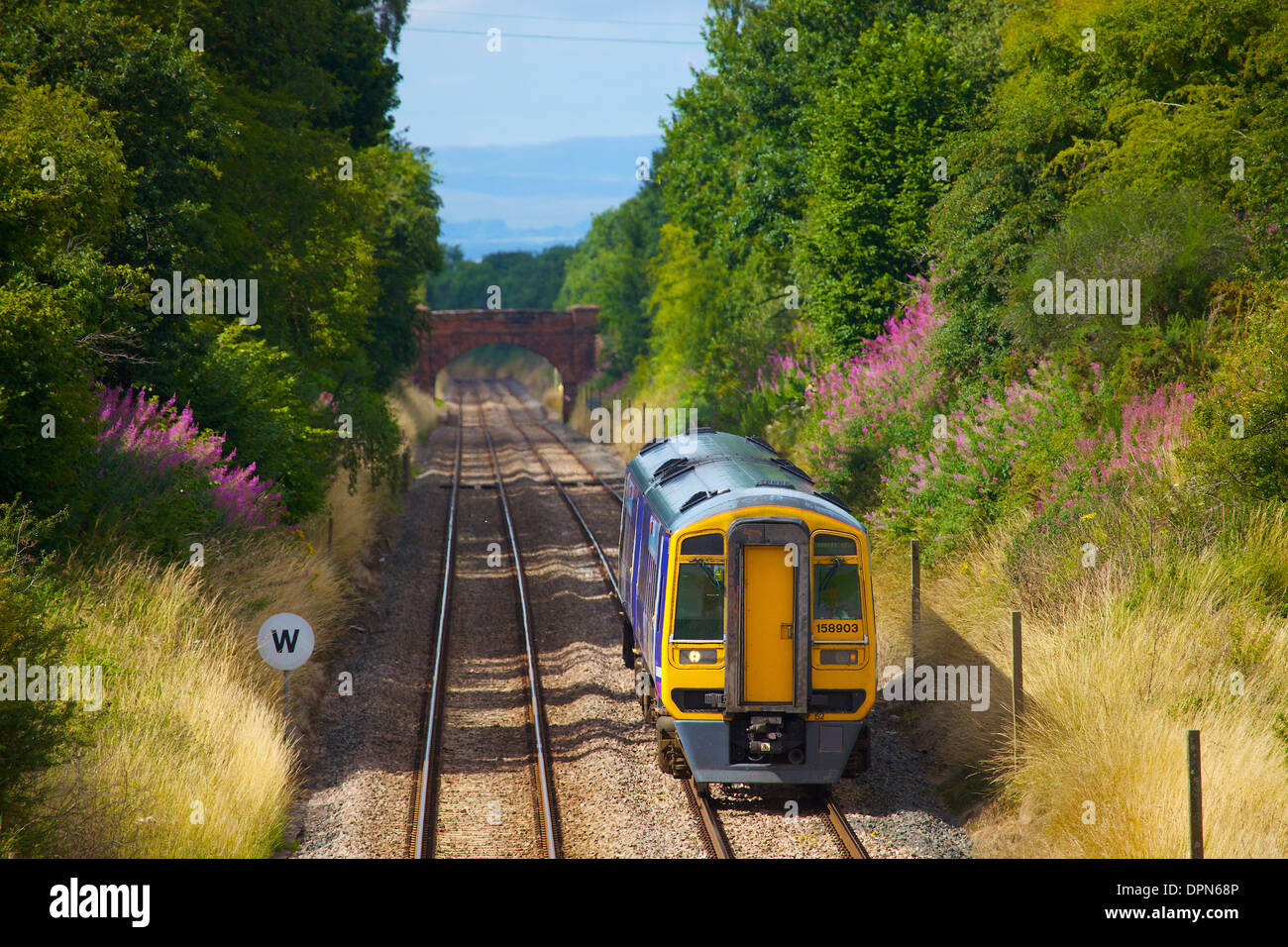Passenger train at Wetheral Sheild on the Settle to Carlisle Railway ...