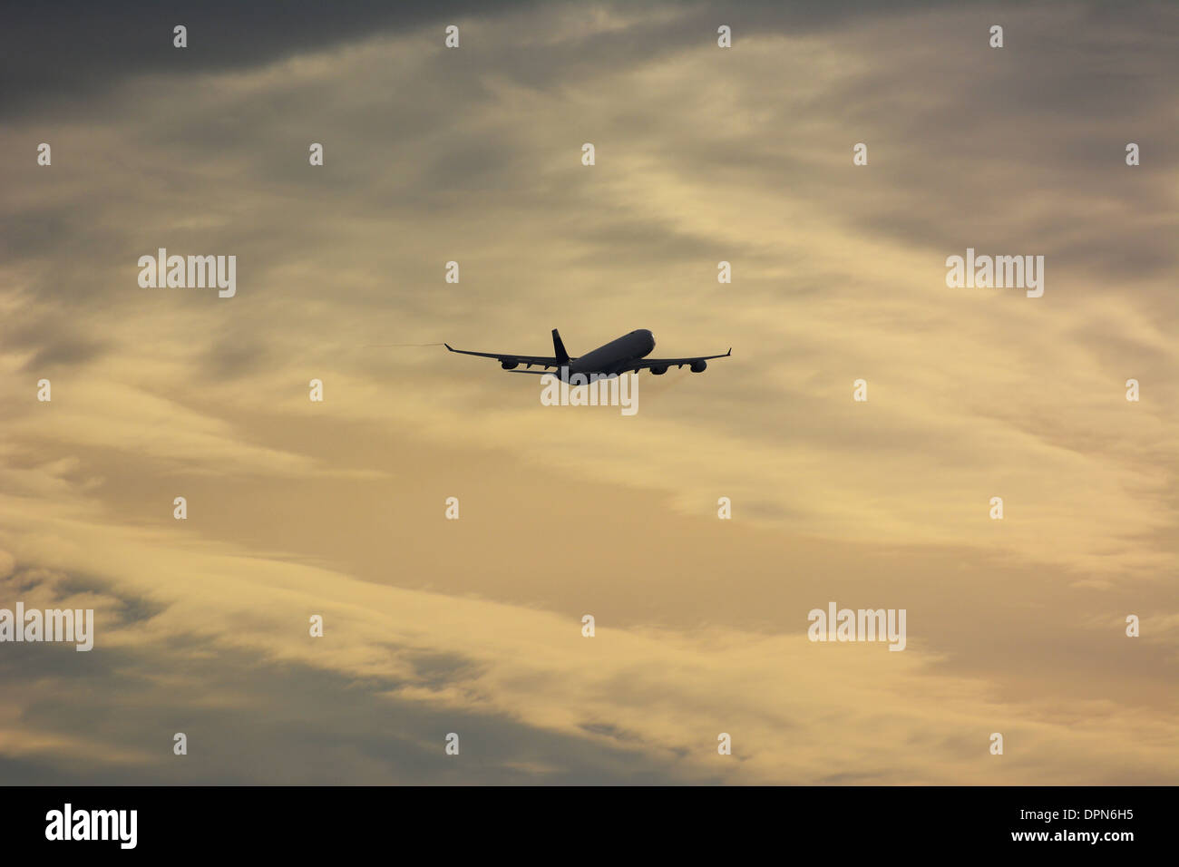 Sunset takeoff from Amsterdam Schiphol Airport, Holland Stock Photo - Alamy
