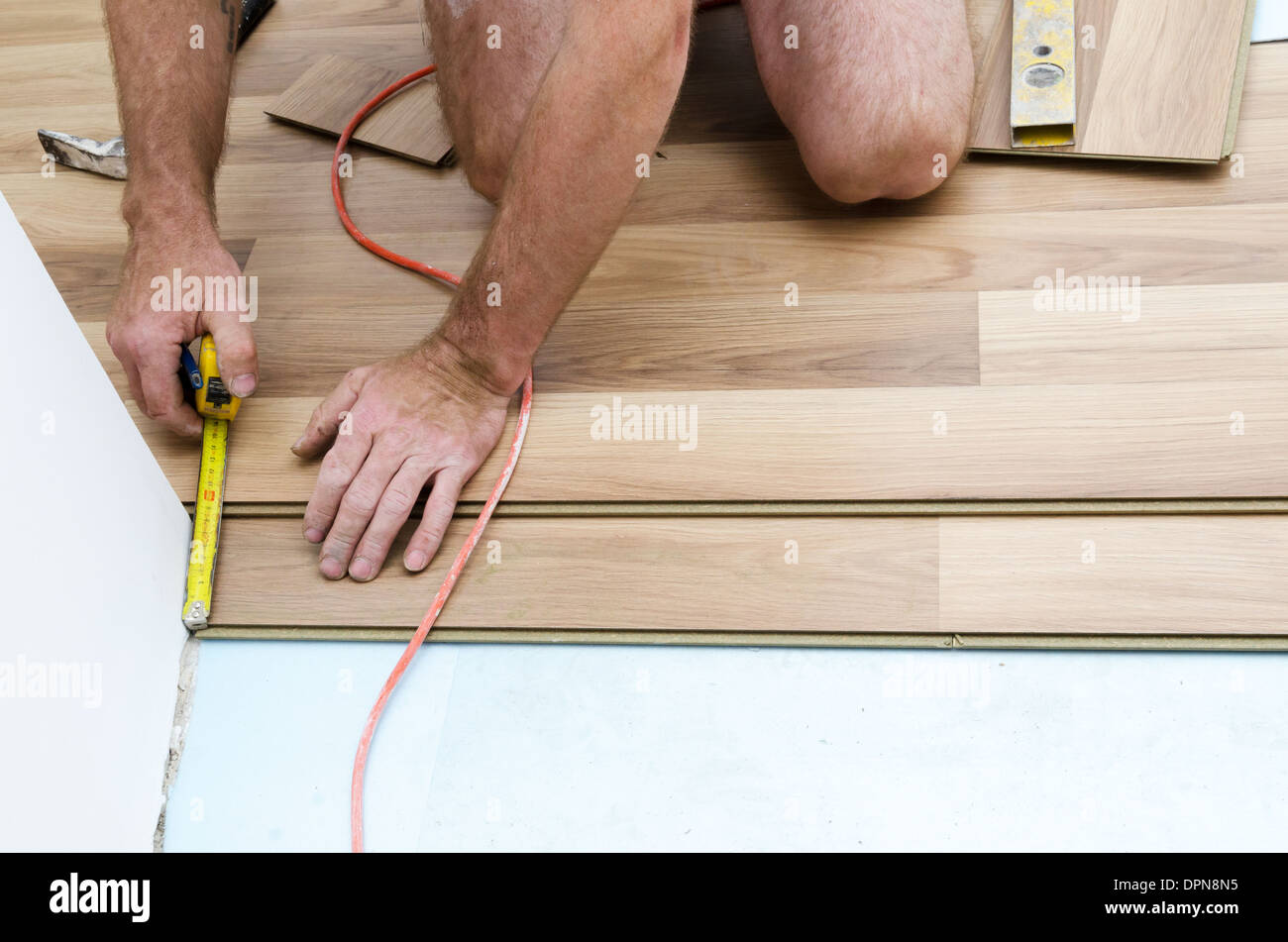 Home improvement, new floor installation Stock Photo - Alamy