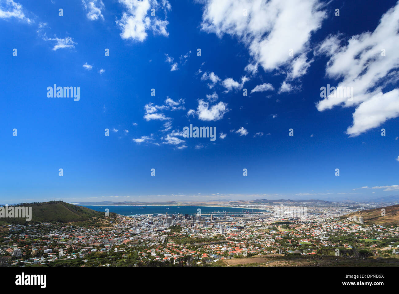 Aerial view of the urban sprawl surrounding city of Cape Town South ...