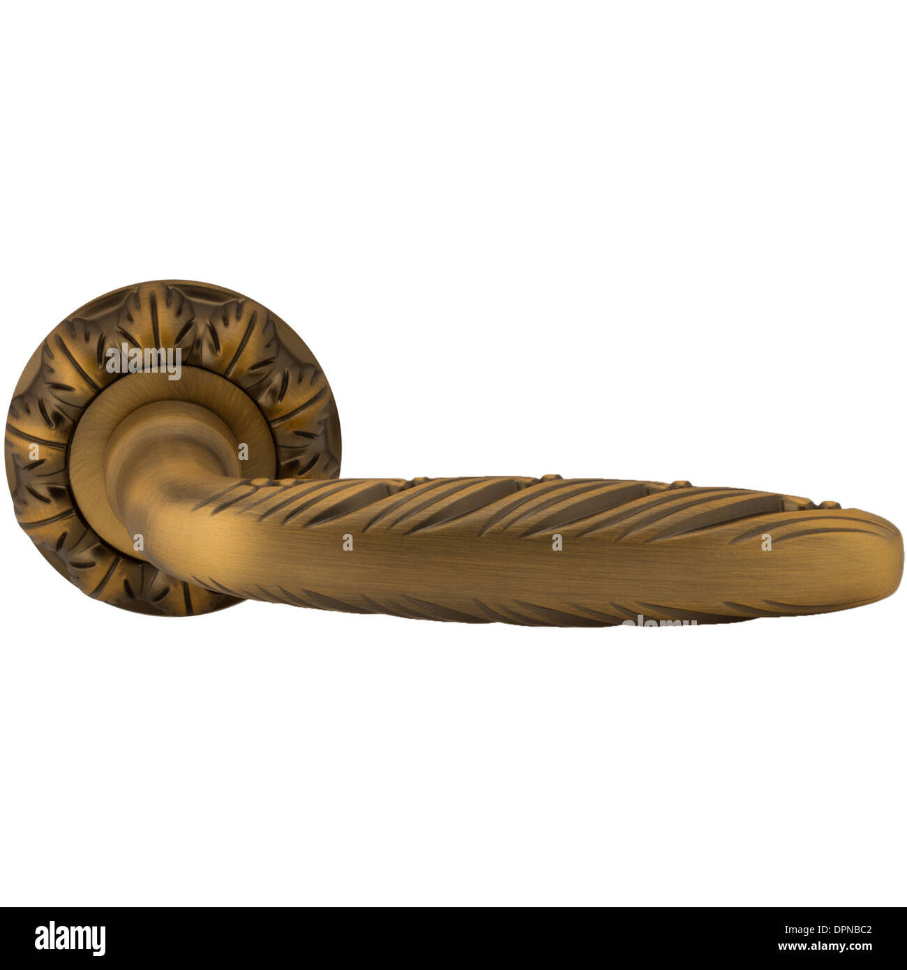 Classic door handle side view isolated on white Stock Photo - Alamy