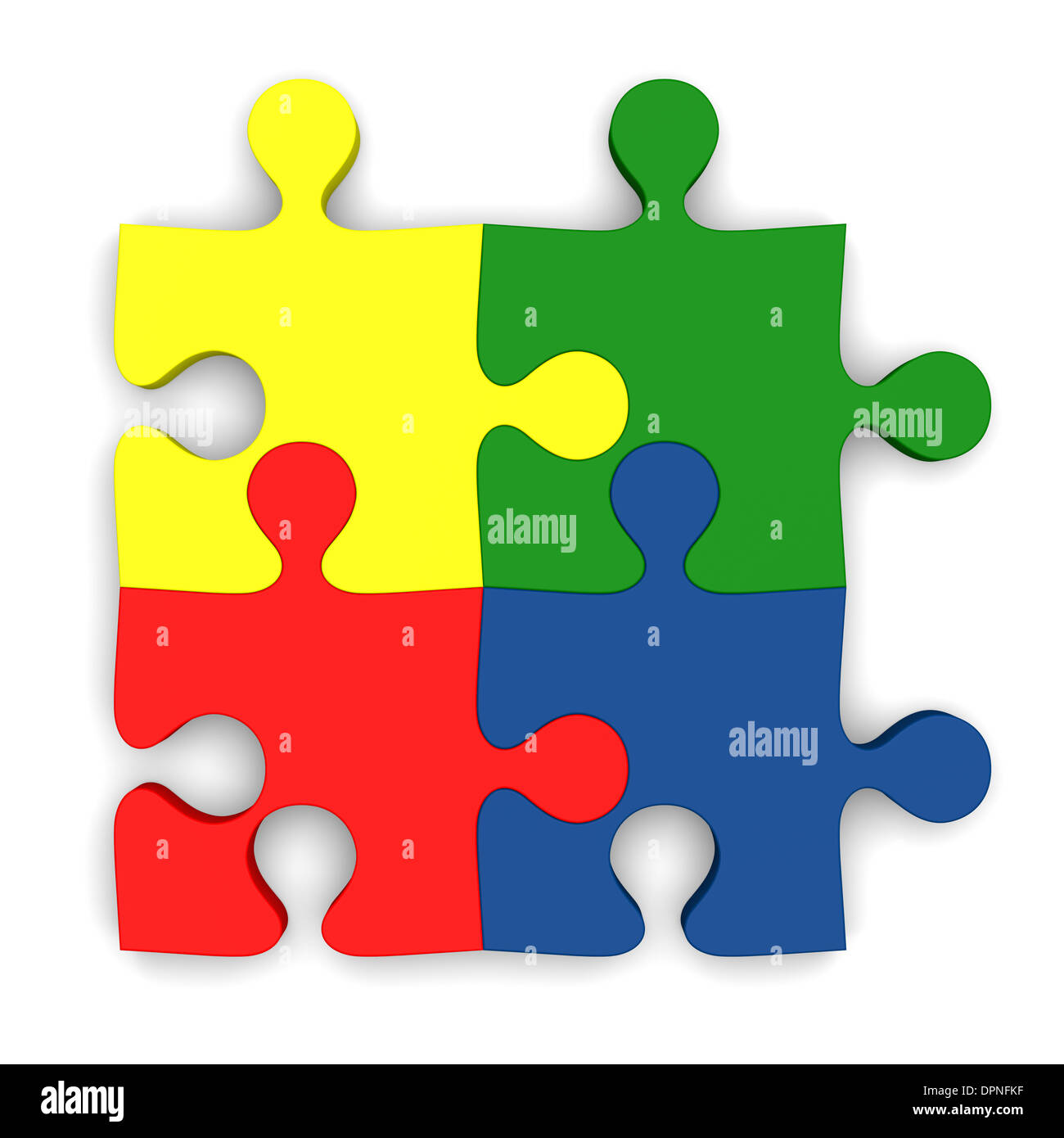 Puzzle pieces connected isolated on white background, concept of ...