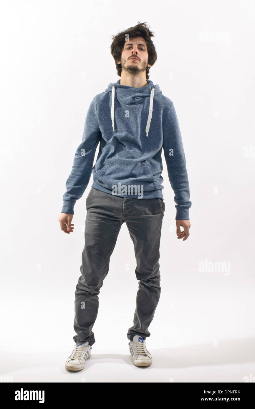 Young man in funny position Stock Photo - Alamy