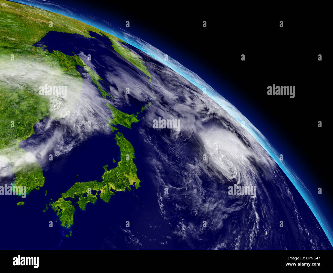 Japanese islands on planet Earth viewed from space. Highly detailed ...