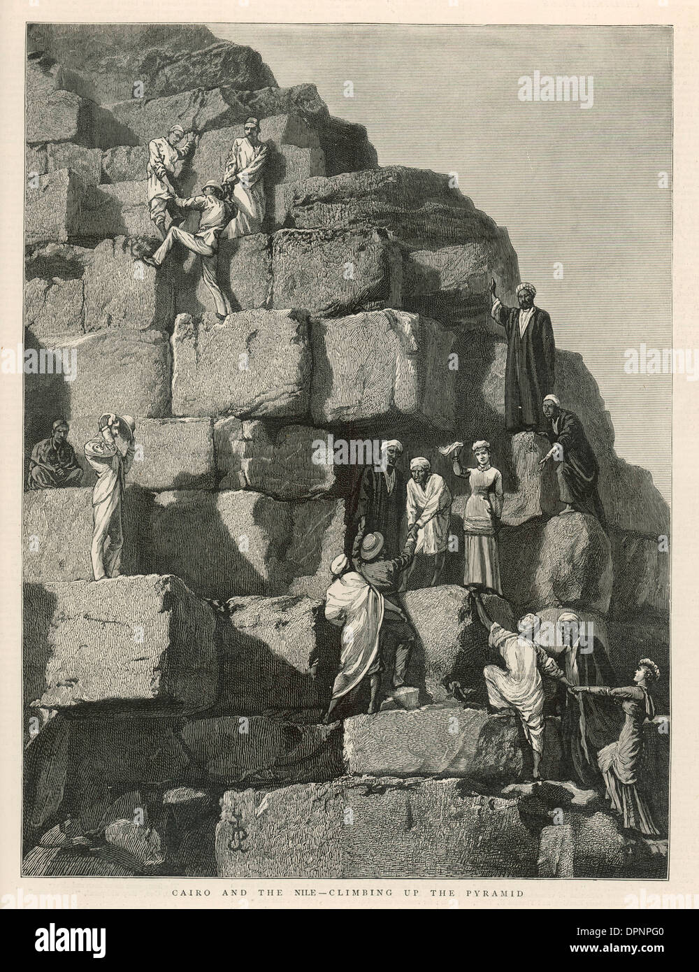 CLIMBING THE PYRAMIDS Stock Photo - Alamy