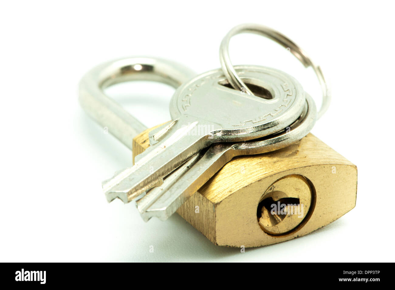 padlock with keys on a white background Stock Photo - Alamy