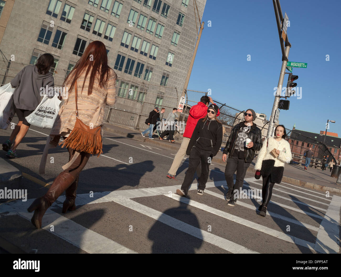 People cross the street at an intersection in Boston Stock Photo - Alamy