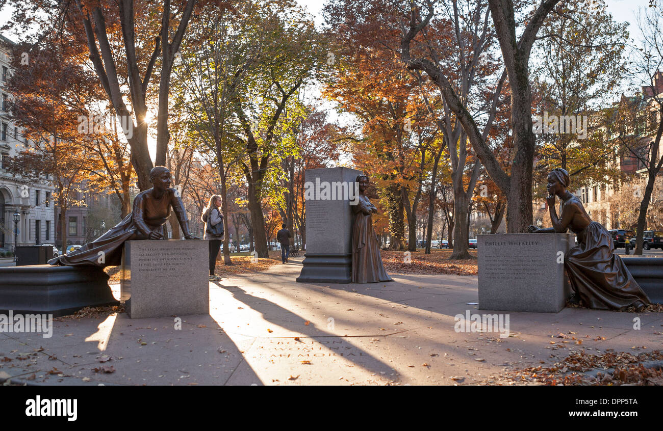 The Boston Women's Memorial on Commonwealth Avenue Mall features ...