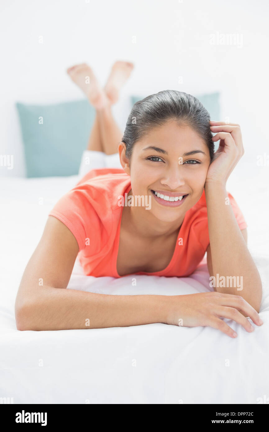 Beautiful lying woman in black hi-res stock photography and images - Alamy