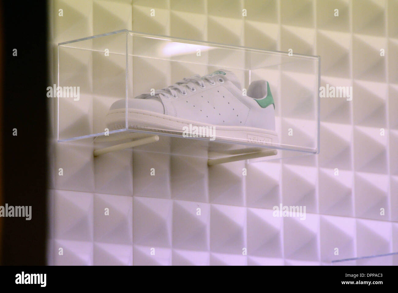 London, UK. 15th January 2014. A adidas shoes display inside the ...