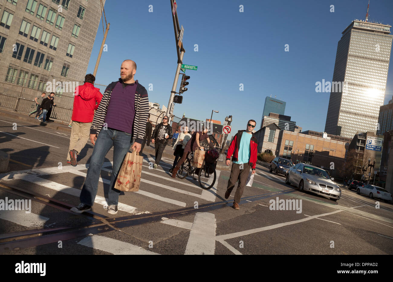 People cross the street at an intersection in Boston Stock Photo - Alamy