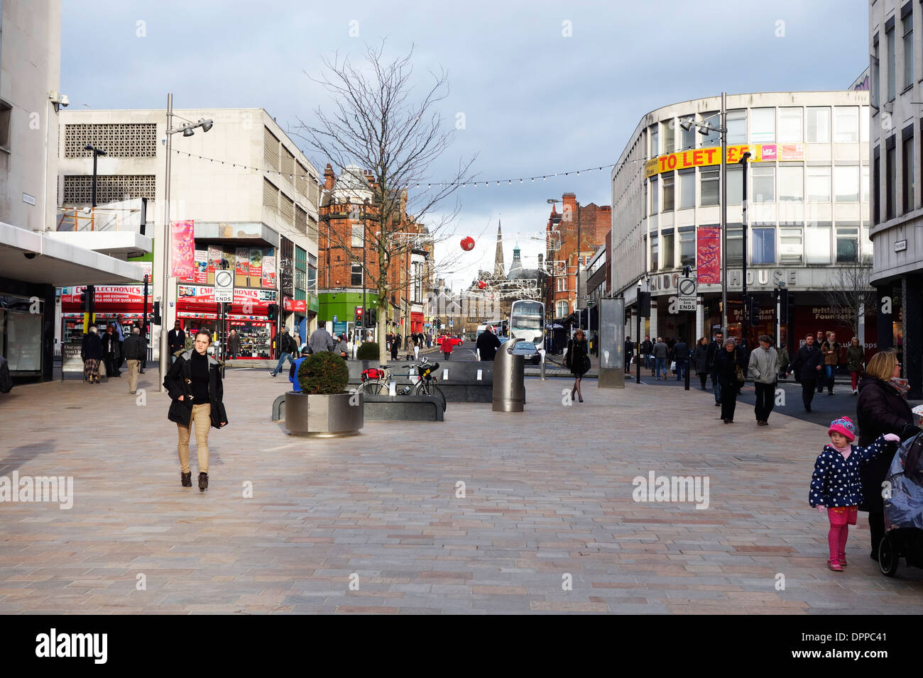 A pedestrianised area of Sheffield city centre, UK Stock Photo - Alamy