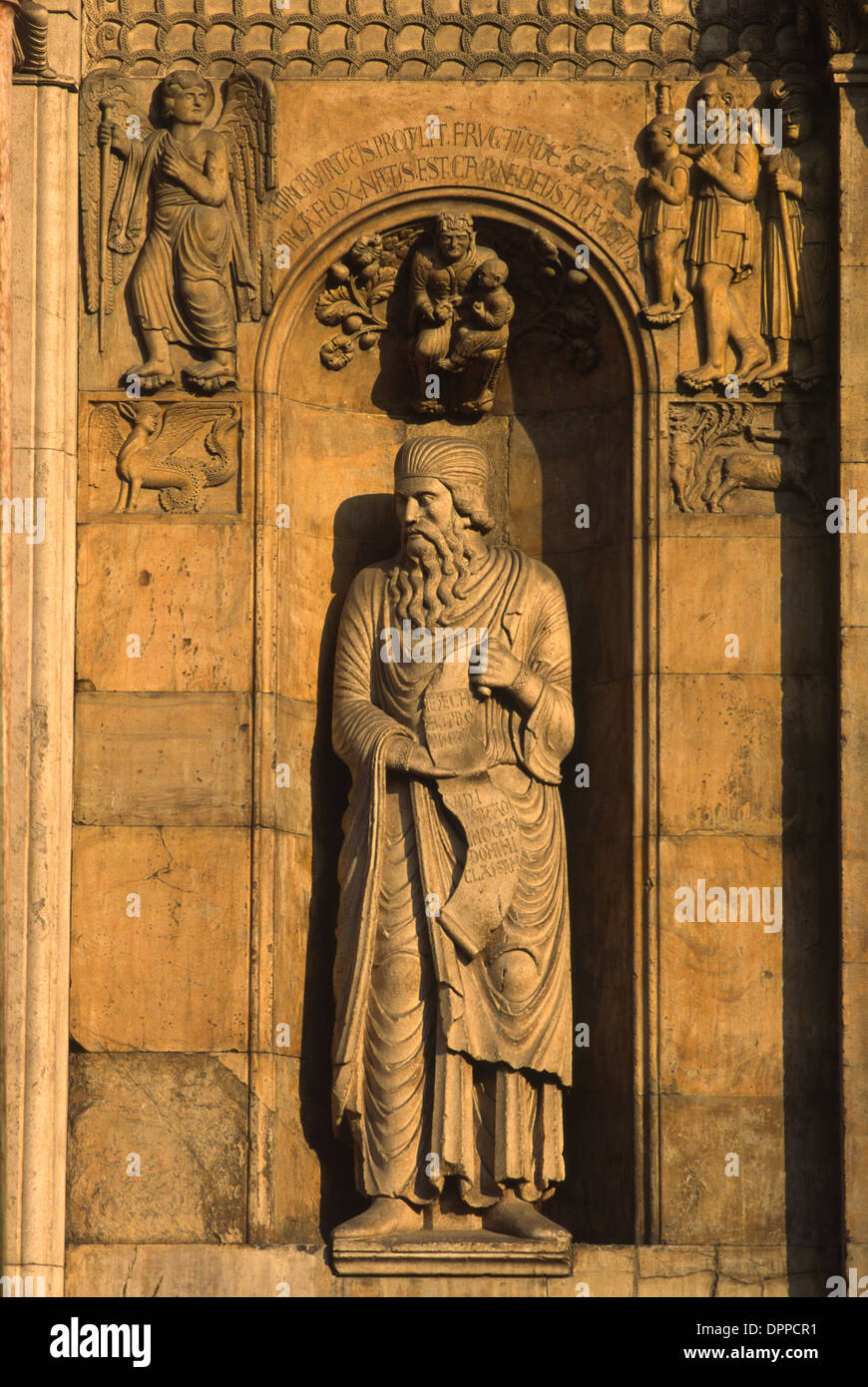 Benedetto Antelami's Romanesque statue of the prophet Ezekiel stands in ...