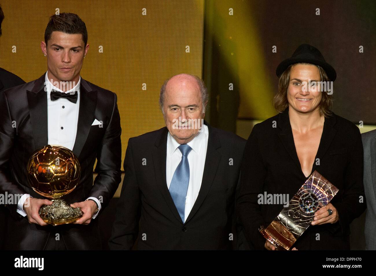 Zurich, Switzerland. 13th Jan, 2014. (L-R) Cristiano Ronaldo, Joseph ...