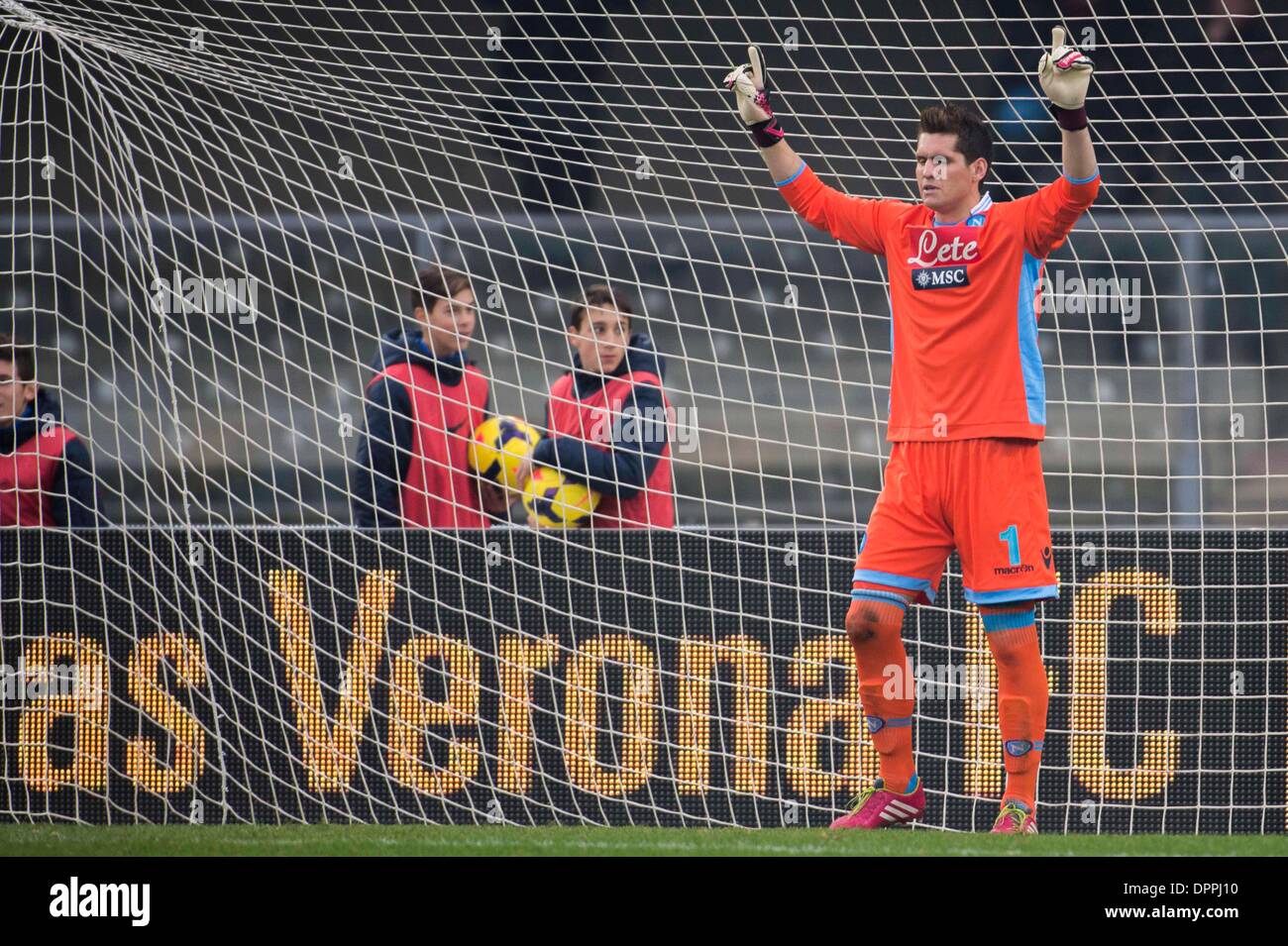 Verona, Italy. 12th Jan, 2014. Rafael Cabral Barbosa (Napoli) Football ...