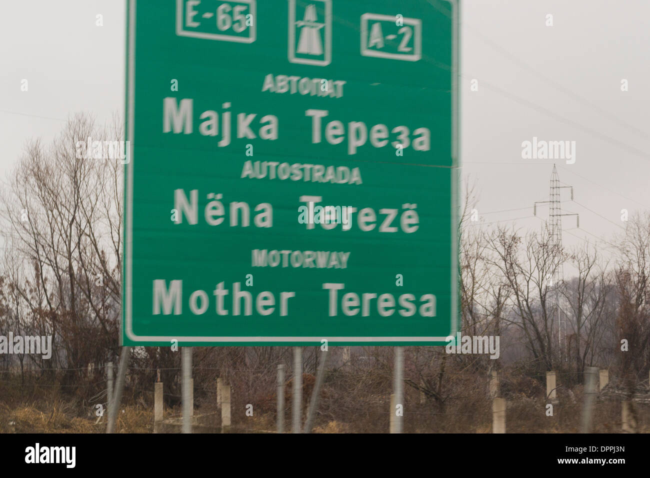 Macedonia highway sign hi-res stock photography and images - Alamy