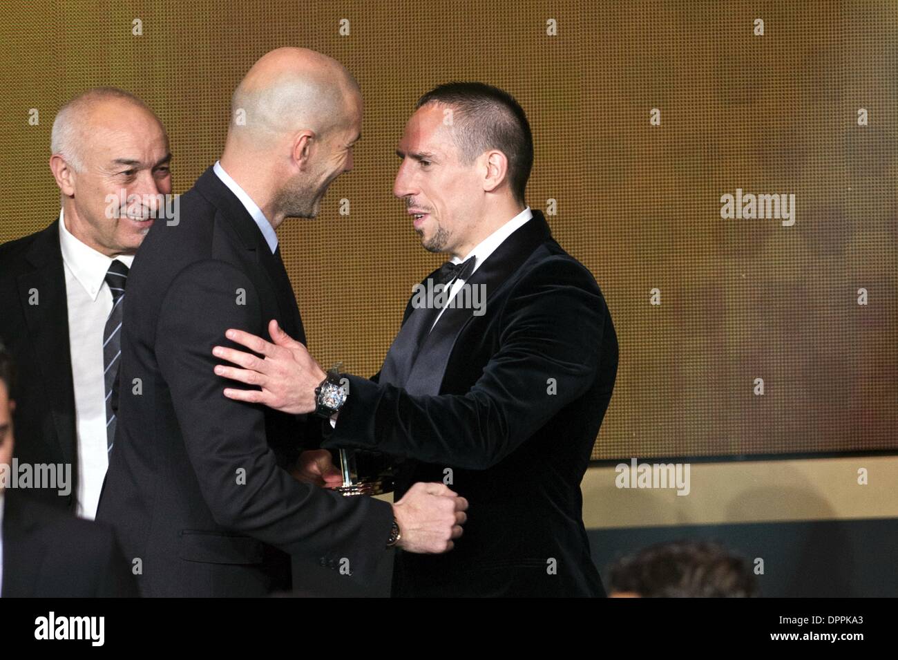 Zurich, Switzerland. 13th Jan, 2014. (L-R) Zinedine Zidane, Franck ...