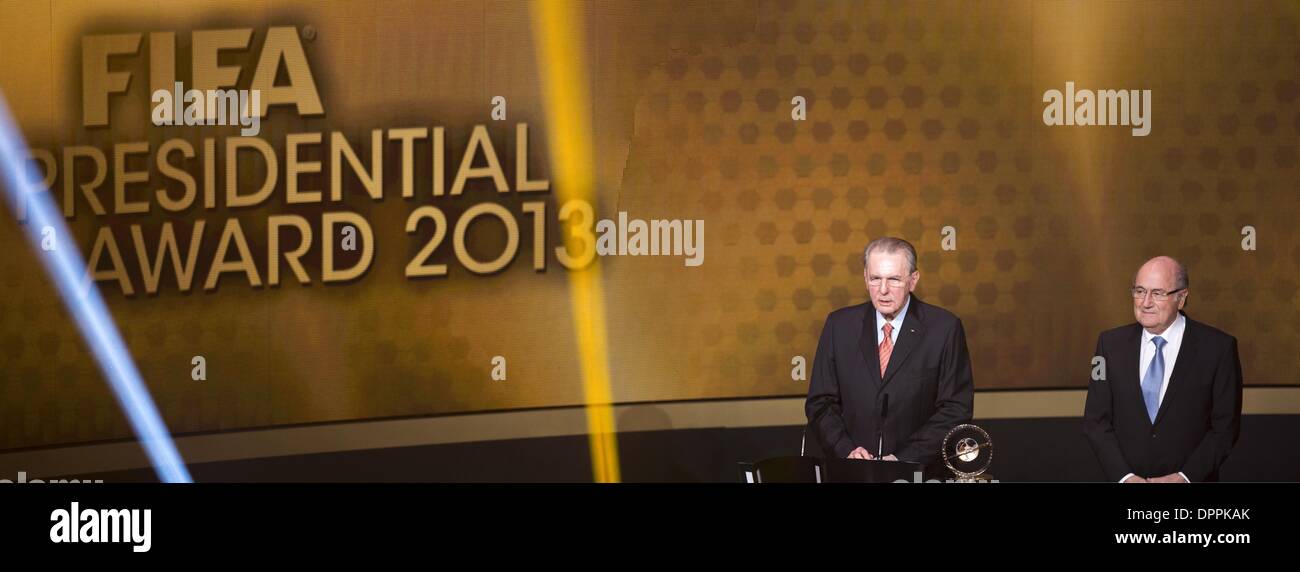 Zurich, Switzerland. 13th Jan, 2014. (L-R) Jacques Rogge, Joseph ...