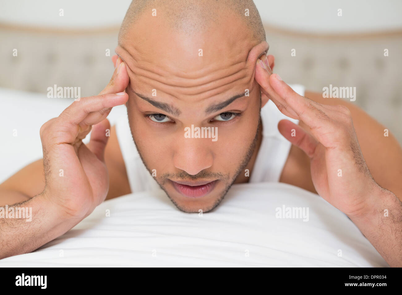 Man bald head hands hi-res stock photography and images - Alamy