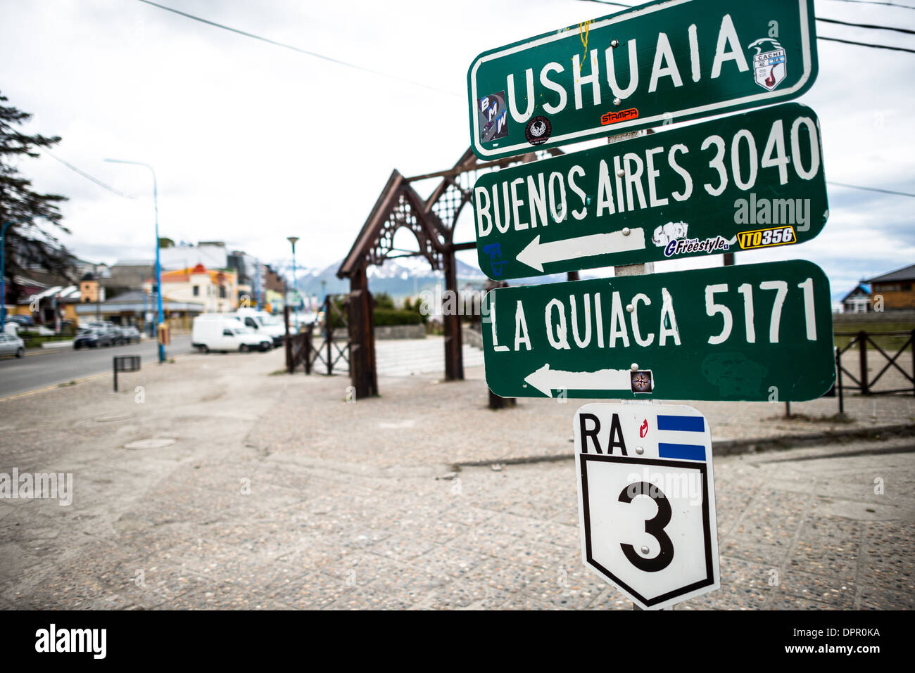 The southern endpoint of National Route 3 (Ruta Nacional 3) in Ushuaia ...