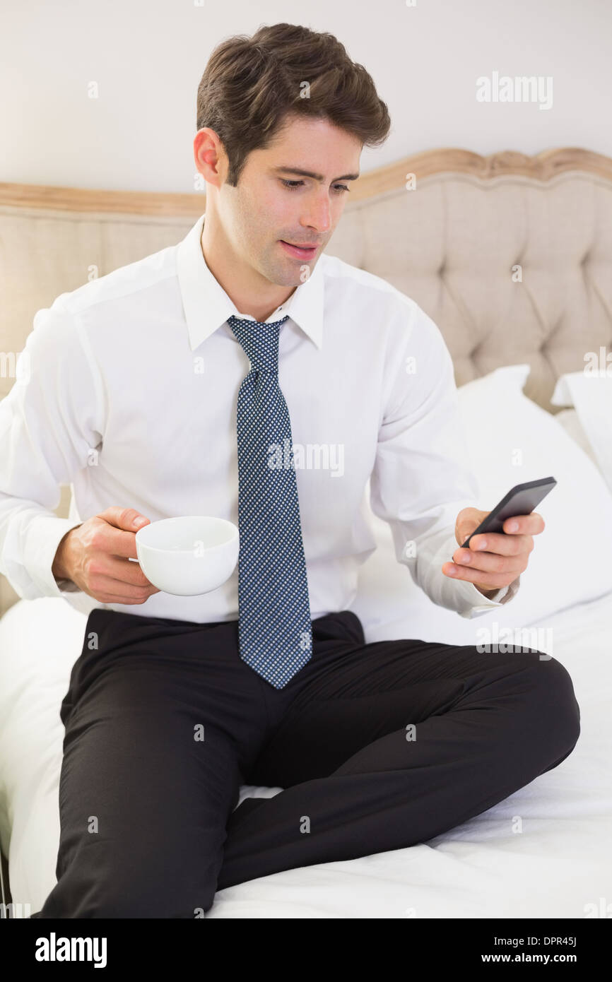 Well dressed man text messaging in bed Stock Photo - Alamy Well dressed man text messaging in bed Stock Photo - Alamy