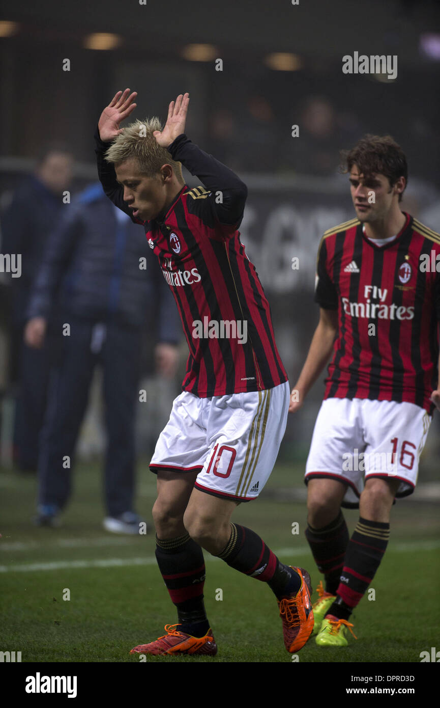 Milan, Italy. 15th Jan, 2014. (L-R) Keisuke Honda, Andrea Poli (Milan ...