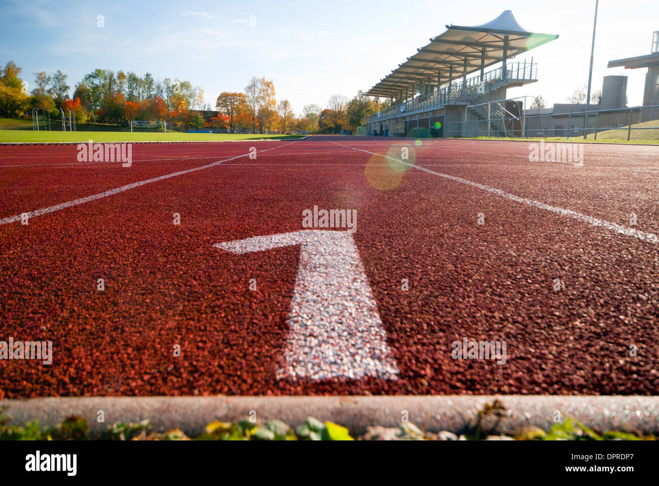 The winning lane number one on an outdoor stadium Stock Photo - Alamy