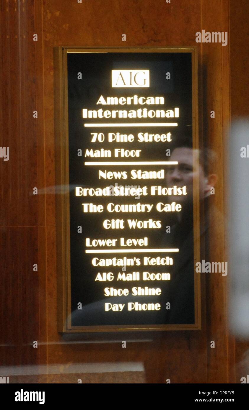 Mar 23, 2009 - Manhattan, New York, USA - An AIG sign is seen in the ...