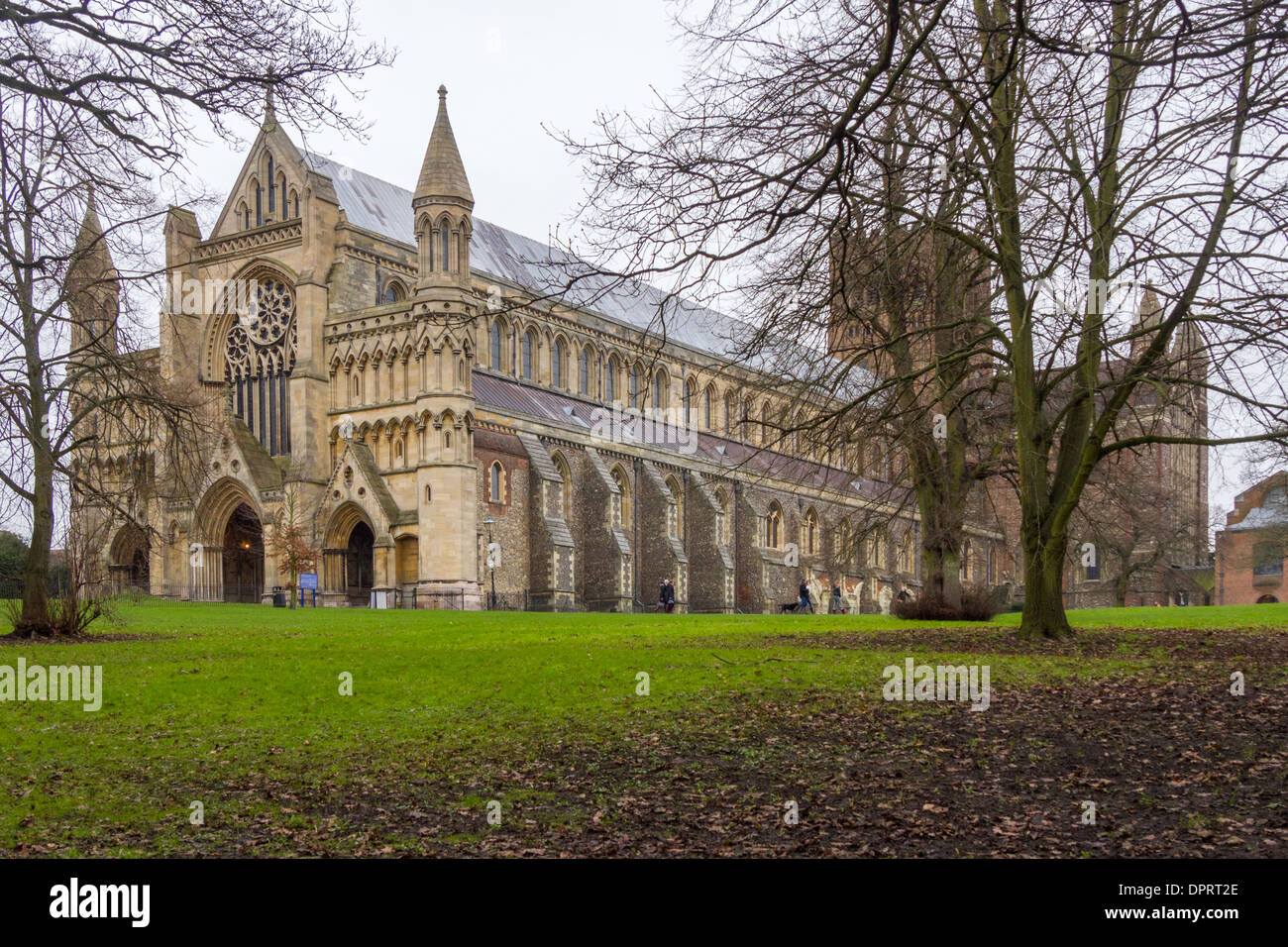 Cathedral of St Albans, Hertfordshire, England, UK, seen from Abbey ...