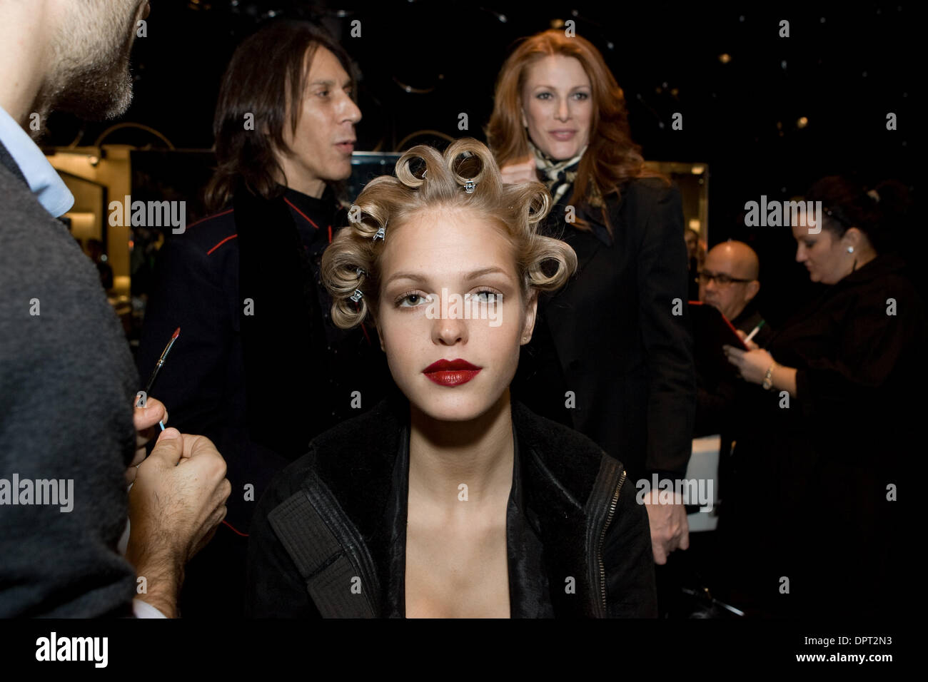 16 February 2009: Backstage at the Luca Luca Runway Show. The Luca Luca ...