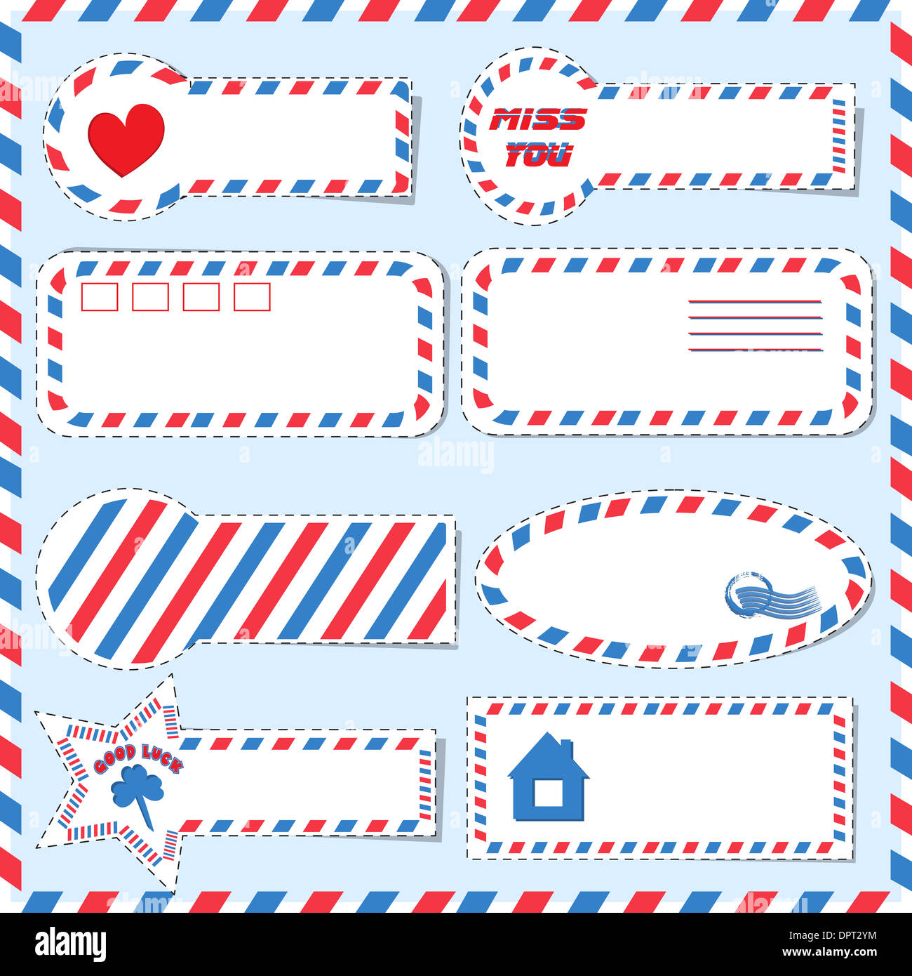 Set postal stickers of different shapes Stock Photo - Alamy