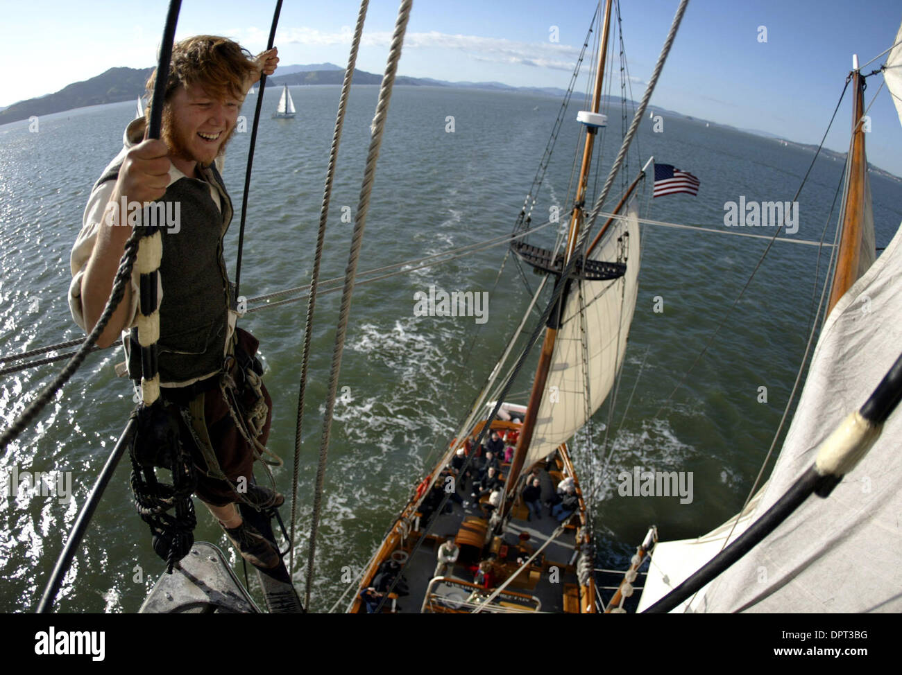Hawaiian Chieftain crew member Aaron Walker aka Whaler stands high ...