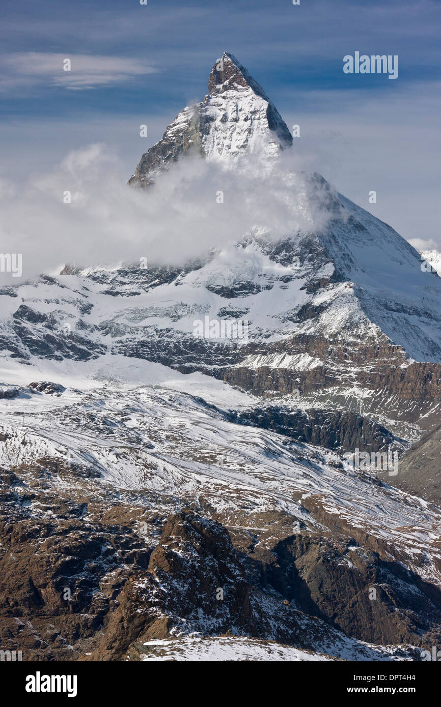 Matterhorn or Monte Cervino, Alps, border of Switzerland and Italy ...