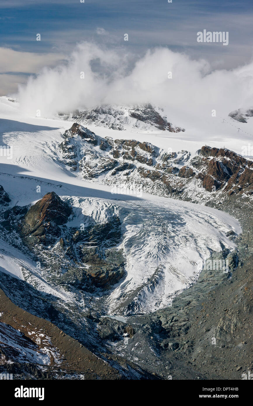A side-glacier of The Gorner Glacier or Gornergletscher below the ...