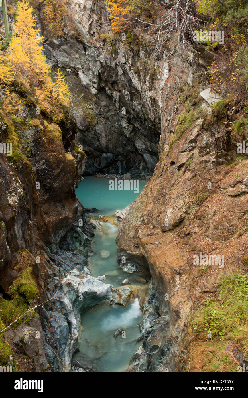 Gorner Gorge or Gornerschlucht, a narrow post ice-age gorge eroded in ...