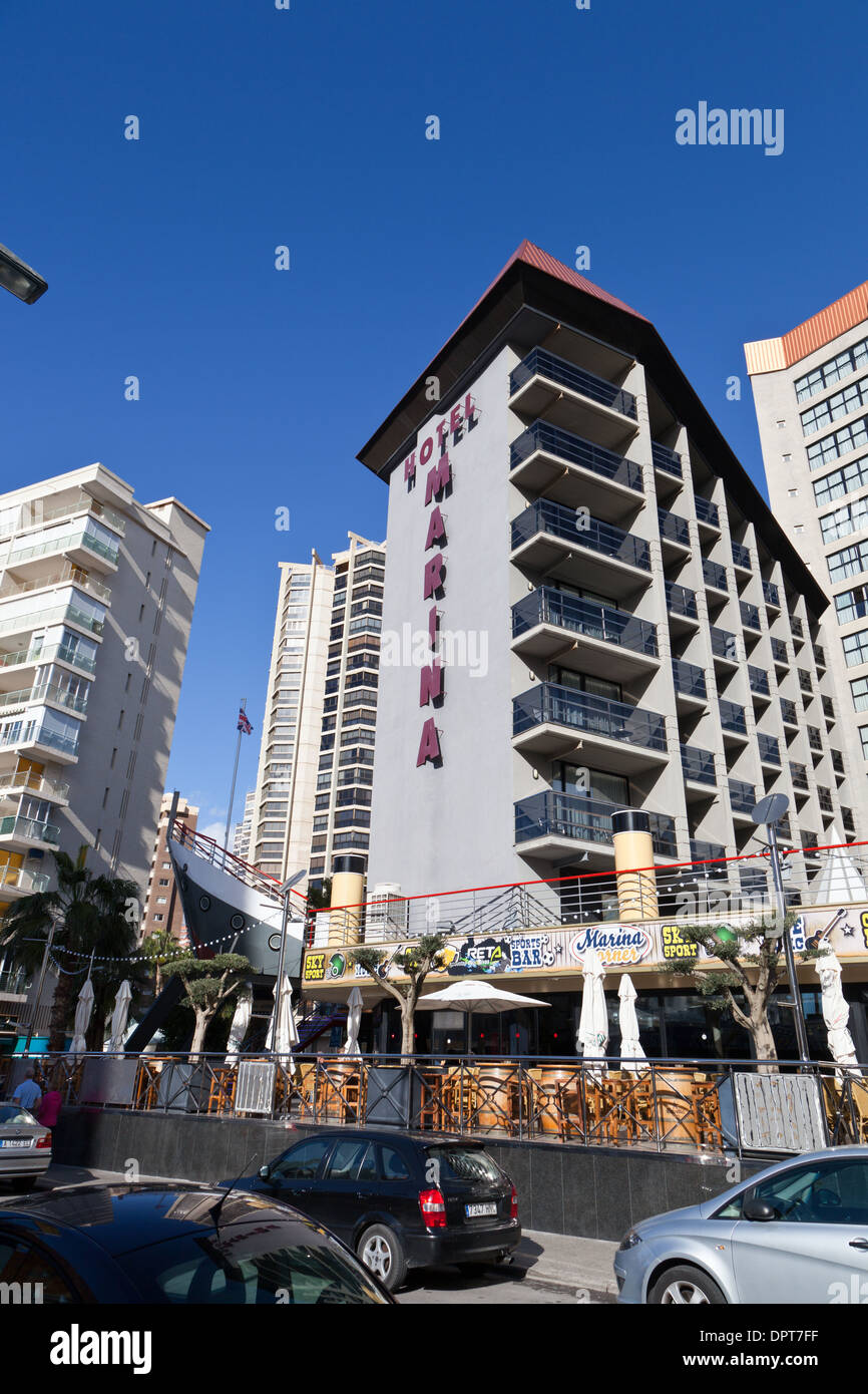 Hotel Marina and White Star Bar, Benidorm, Costa Blanca, Spain Stock ...